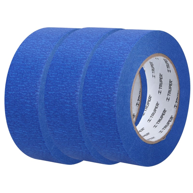 Cinta masking azul de 1-1/2" x 50m pack 3 unidades para pintor, Truper ...