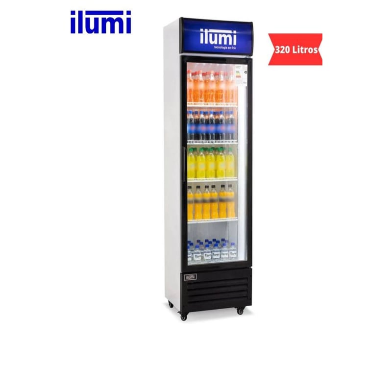 Exhibidor Ilumi Vertical 320 Lts 1 Puertas Vidrio Blanco - BC-3200 ...
