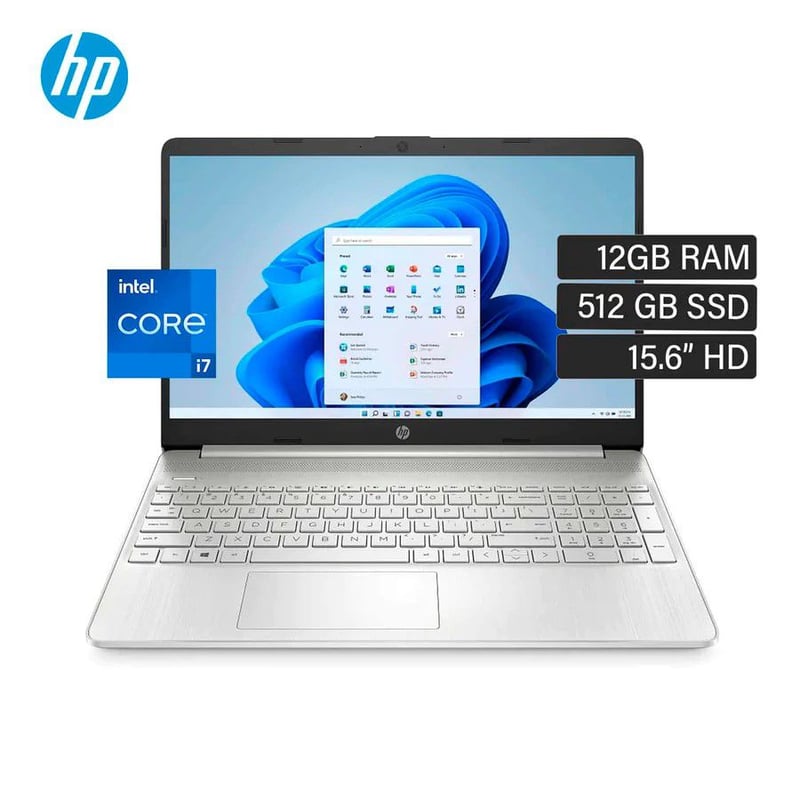 Laptop HP 15-dy5010la Intel Core i7 12va generacion 12gb 512gb ssd 15.6 HD window 11 Plata HP ...