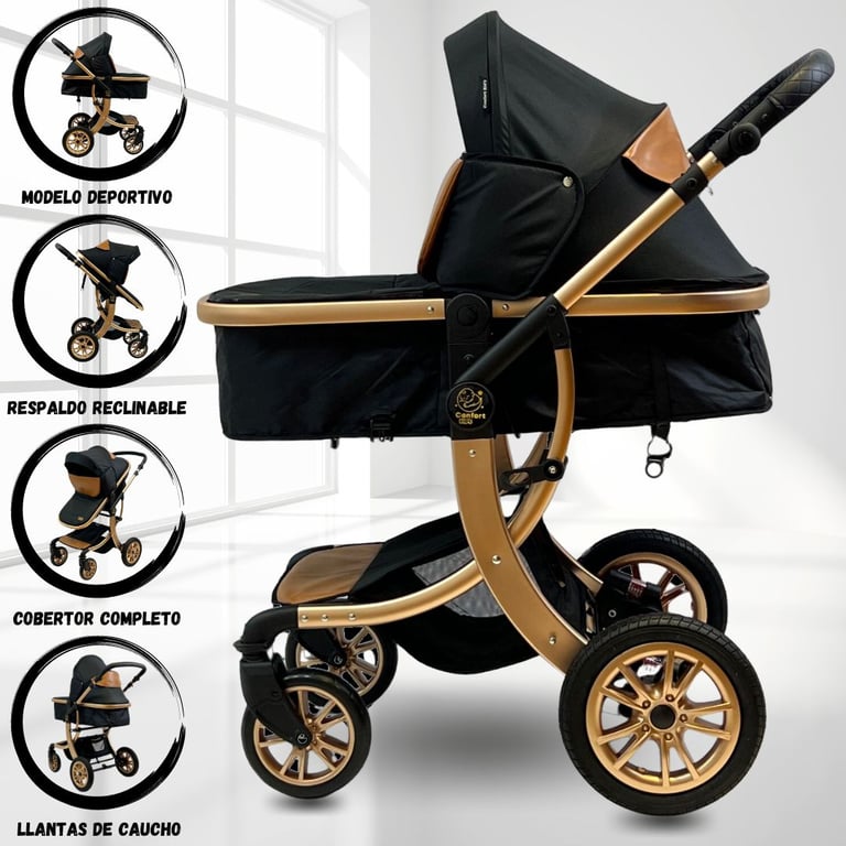 COCHE CUNA MOISES DE LUJO CONFORT KIDS «ALFA» BLACK CONFORT | falabella.com