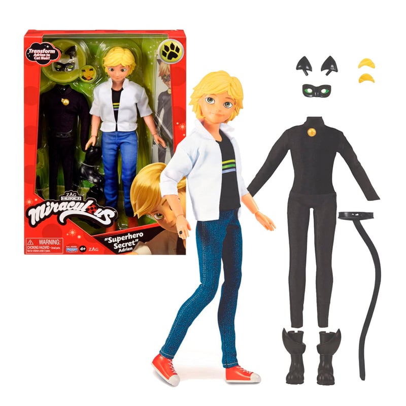 Miraculous Ladybug Adrien Super Hero con traje adicional PLAYMATES TOYS ...