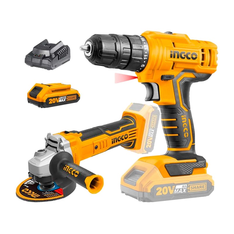 AMOLADORA ANGULAR TALADRO ATORNILLADOR 20V INGCO INALÁMBRICO INGCO ...