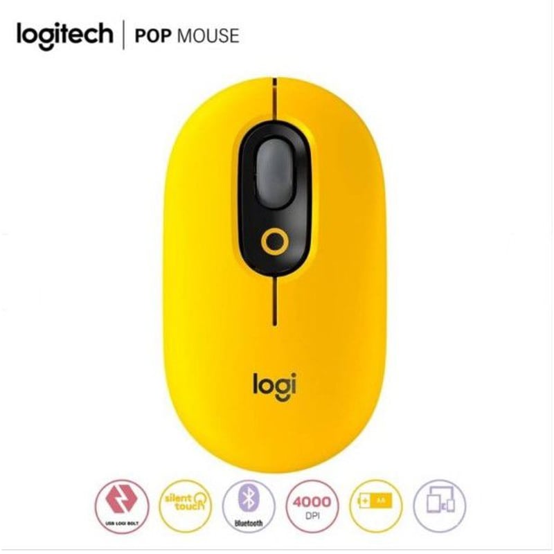MOUSE LOGITECH POP BLUETOOTH BLACKYELLOW LOGITECH | falabella.com
