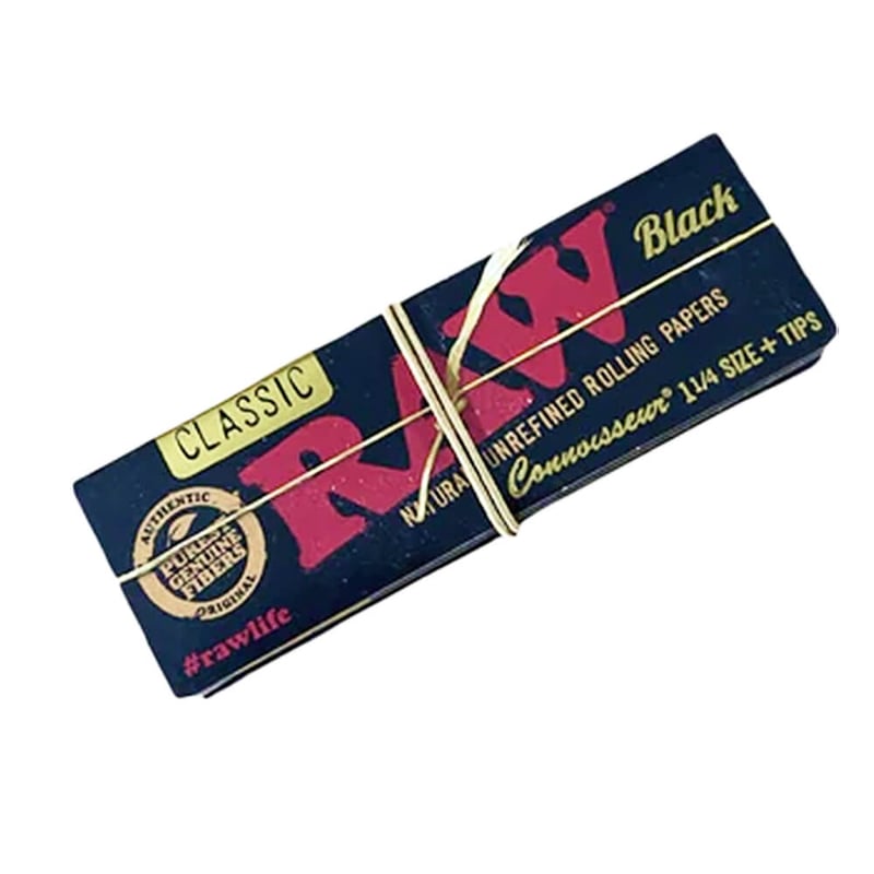PAPELILLO CON TIPS RAW CLASSIC CONNOISSEUR 1 1/4 BLACK GENERICO ...