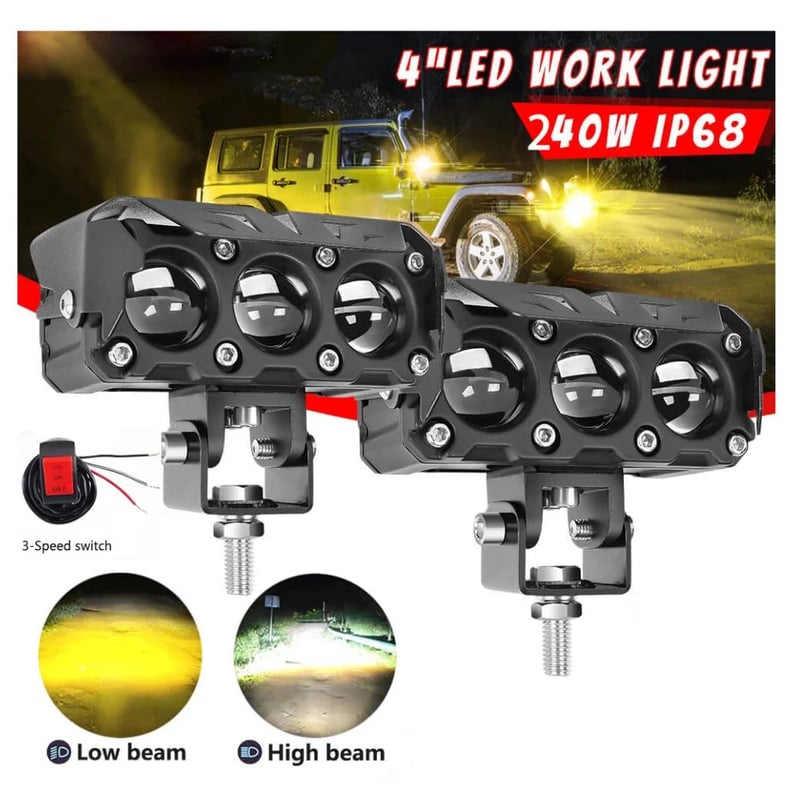 Faro Led Neblinero Ultra Potente 9D Triple Lupa BlancoAmbar GENERICO ...