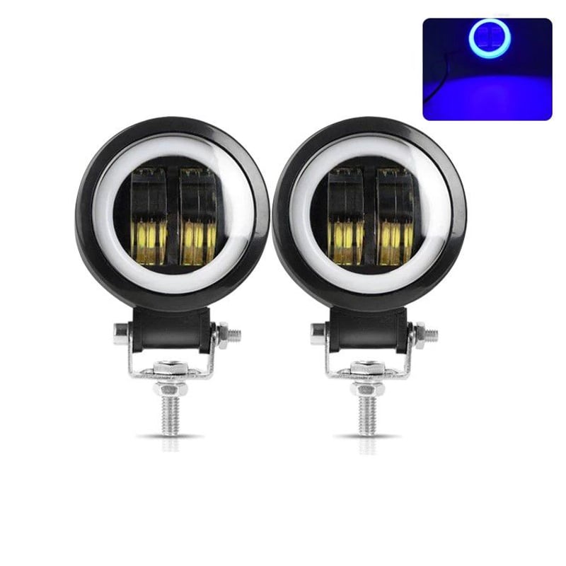 Faro Led Redondo Ojo De Angel 7cm 20w Lupa 6d Aro Azul 1pcs JET ...
