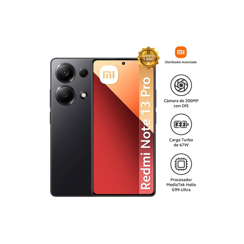 Celular Xiaomi Redmi Note 13 Pro 8GB 256GB Negro XIAOMI | falabella.com