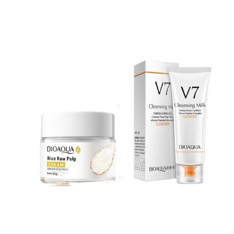PACK ACLARANTE DE ARROZ Y LIMPIADOR FACIAL V7 BIOAQUA BIOAQUA | falabella.com