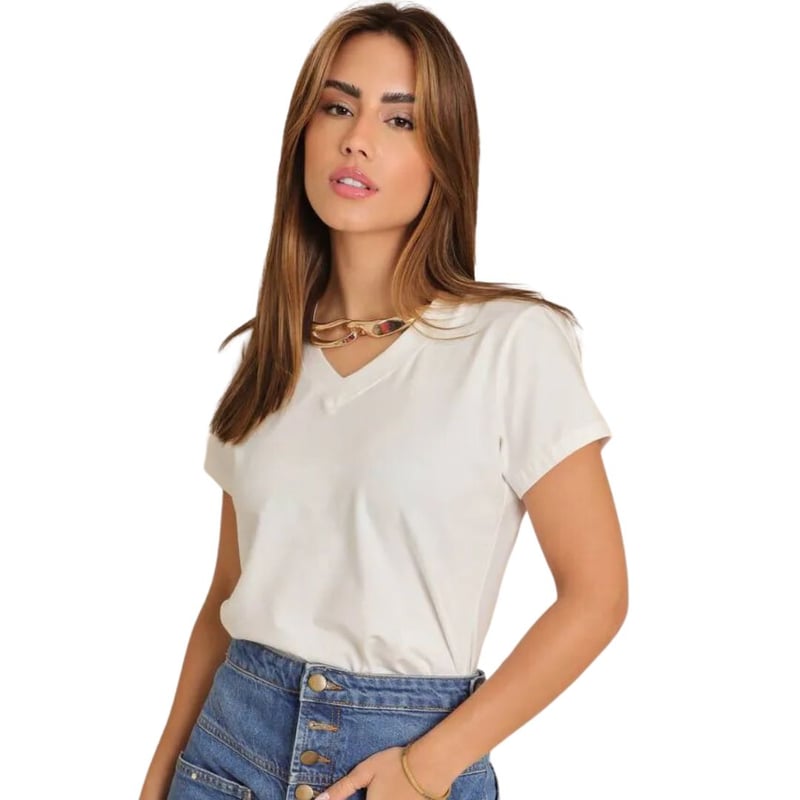 Polo Básico Cuello V de Algodón para Mujer GENERICO | falabella.com
