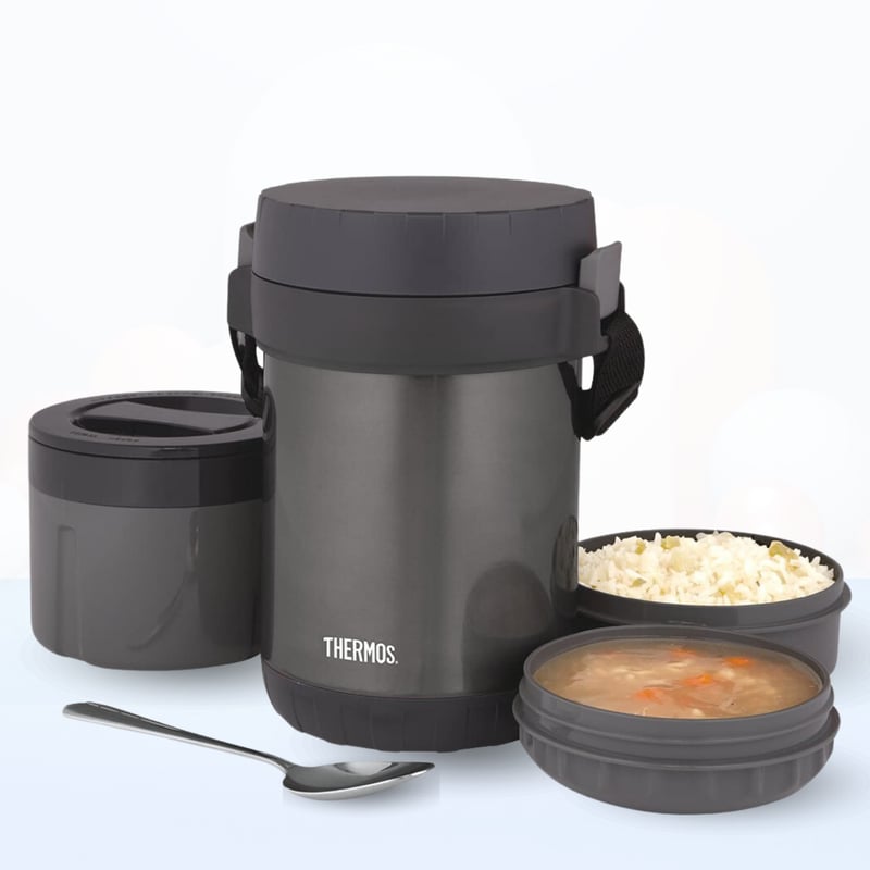 Termo de Comida Tres Divisiones VIANDA 1.8 L Negro THERMOS | falabella.com