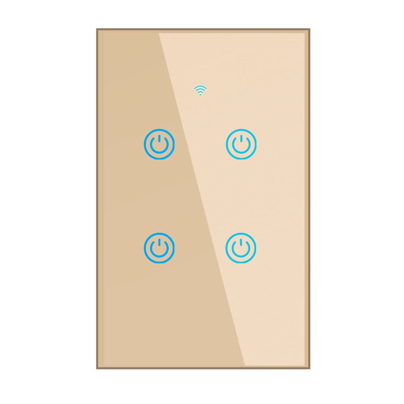 Interruptor Inteligente Wifi Táctil 4 Botones Con/Sin Neutro Dorado OEM ...