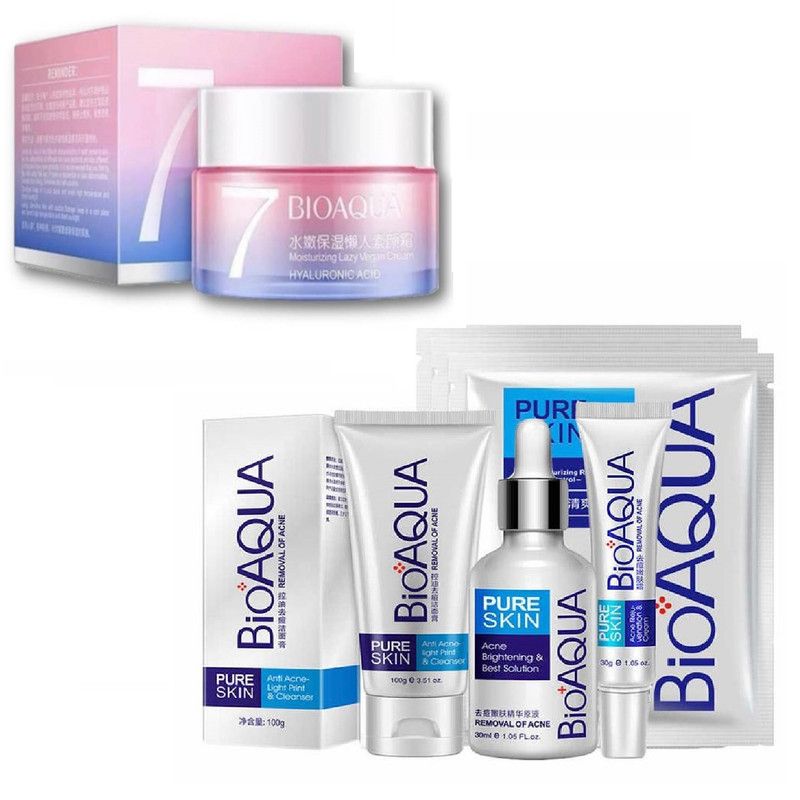 PACK CREMA HIDRATANTE V7 Y PURE SKIN 4 PIEZAS ANTI-ACNÉ BIOAQUA BIOAQUA | falabella.com