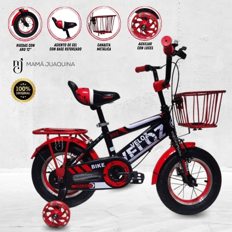 Bicicleta Para Niño Aro 12 «MONTAÑERITA» Red VELOX | falabella.com