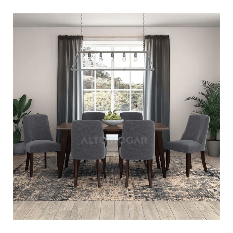 Juego de Comedor Alto Hogar 6 Sillas Loreanna Gris Oscuro ALTO HOGAR ...