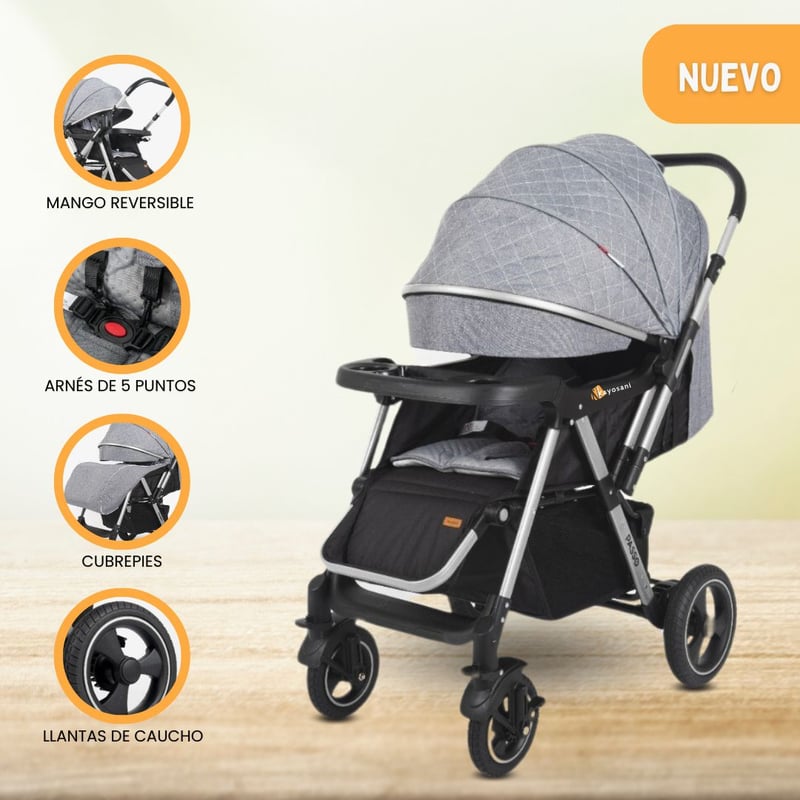 Coche Cuna Reversible para Niños «PASSO» Gray BABY HAPPY | falabella.com