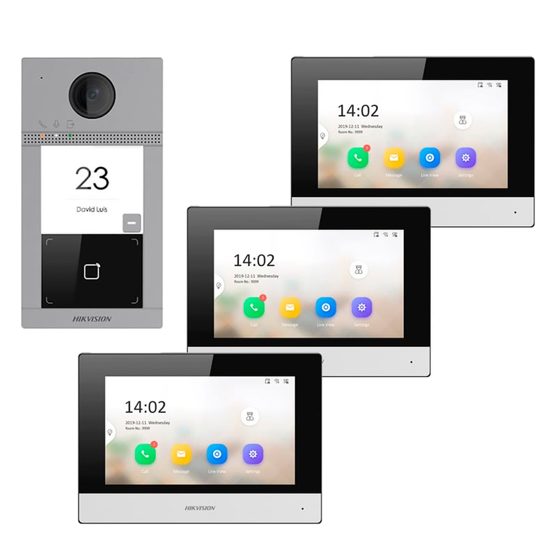 VIDEOPORTERO IP WIFI ANTIVANDALICO FULL HD DS-KIS604-P 3 MONITORES IP ...