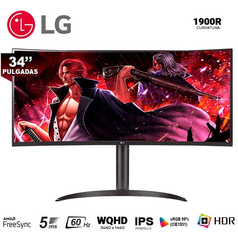 Monitor LG 34WQ75C-B UltraWide IPS sRGB WQHD Curvo 1900R RJ45 LG ...