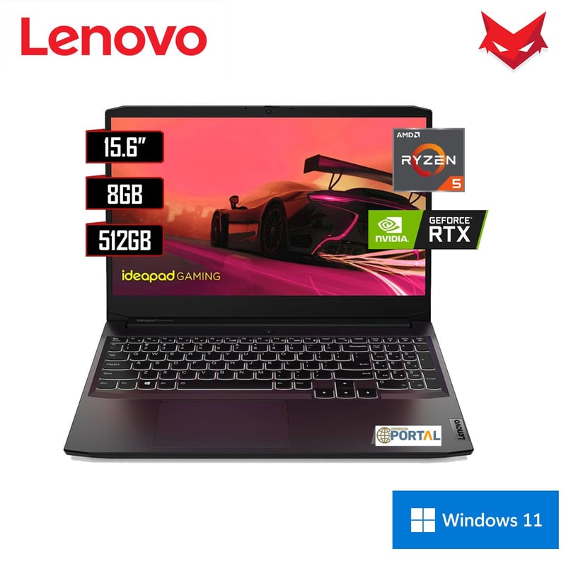 LAPTOP GAMER LENOVO RYZEN 5 8GB 512GB W11 IPS IDEA PAD GAMING 3 15ACH6 ...