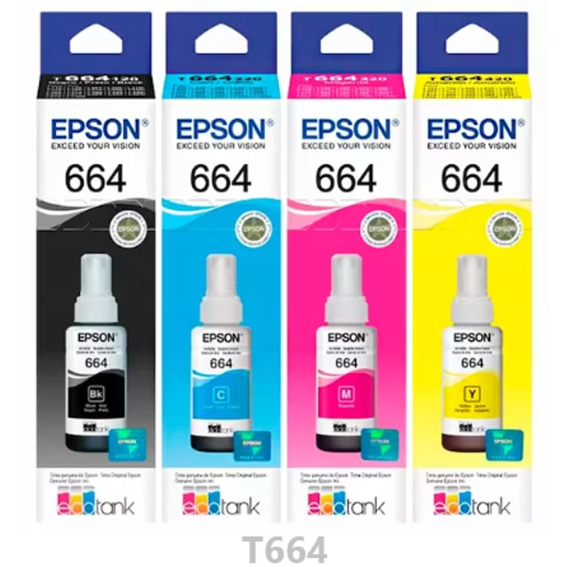 Tinta Para Epson T664 Pack x4 Colores CMYBK EPSON | falabella.com