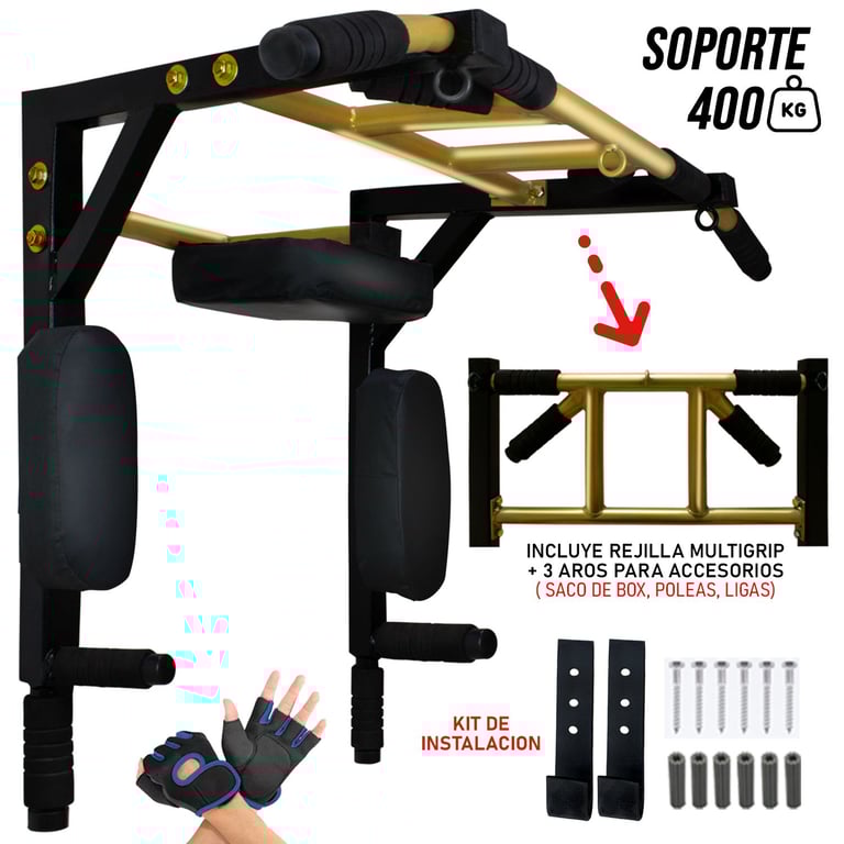 Barra Multifuncional 30 en 1 Paralelas Multigrip + Guantes GENERICO ...