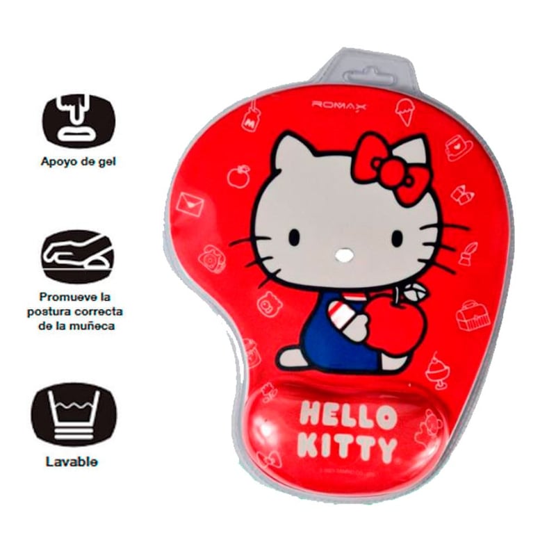 MOUSE PAD ERGONOMICO REPOSA MUÑECA CON DESCANSO GAMER HELLO KITTY ROMAX ...
