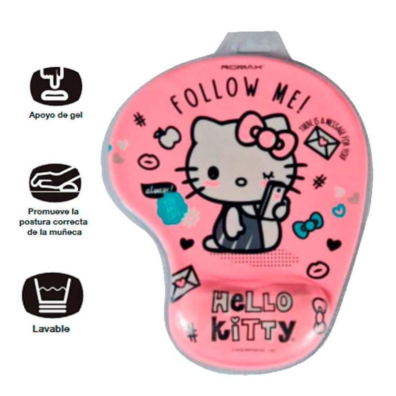 MOUSE PAD ERGONOMICO REPOSA MUÑECA CON DESCANSO GAMER HELLO KITTY ROMAX ...
