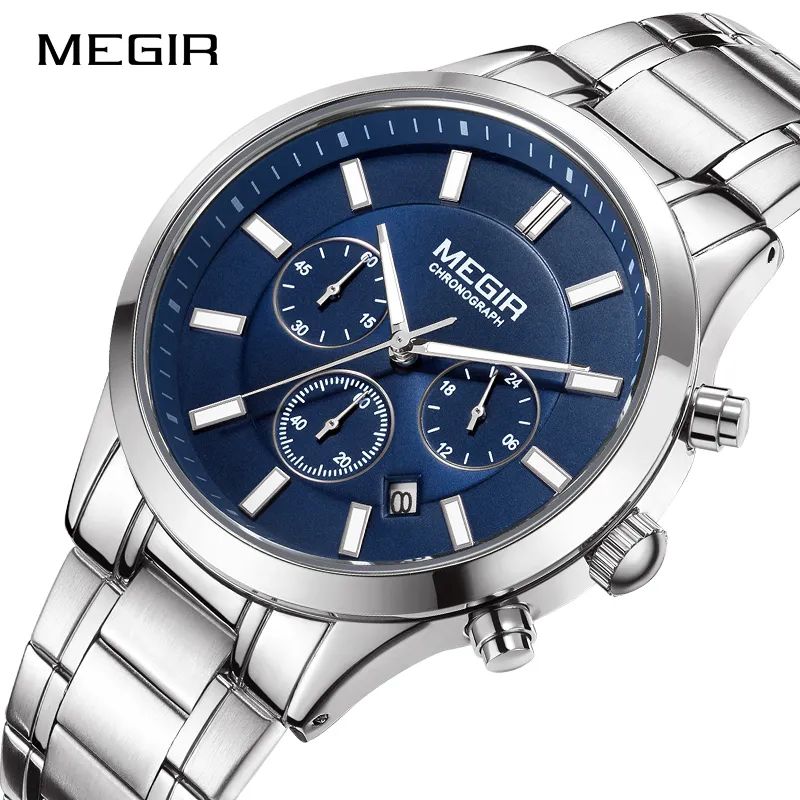 RELOJ HOMBRE MEGIR 2150G AZUL ANALÓGICO CON CRONOGRAFO MEGIR ...