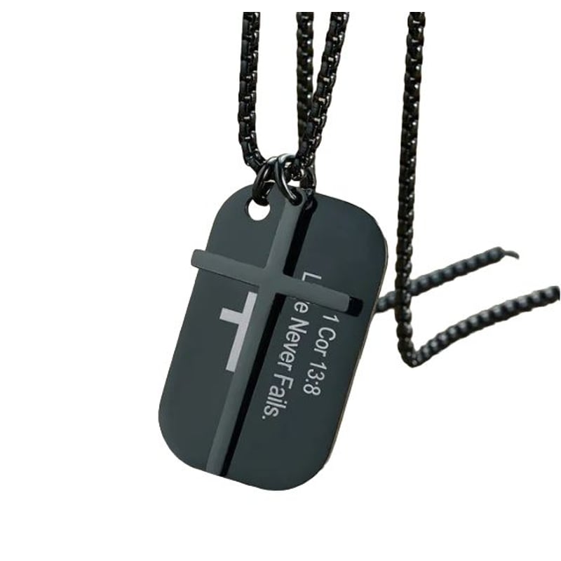 Collar Cadena Cruz y Placa con Frase Biblica Negro GENERICO | falabella.com