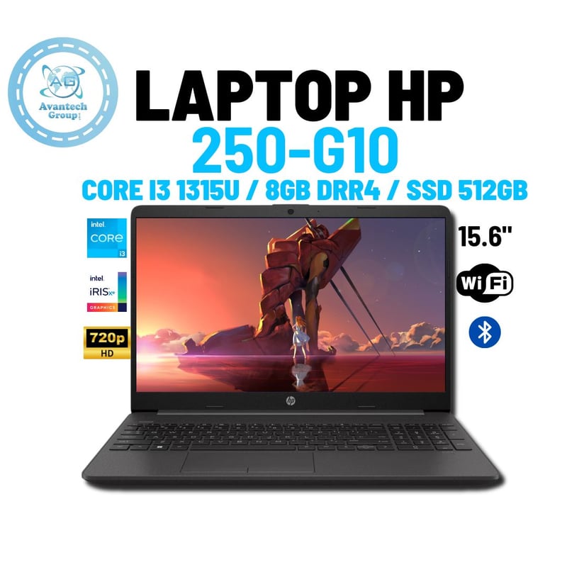 Laptop HP 250 G10, 15.6" LED HD, Core i3 - 1315U SSD 256GB /8GB /DDR4 ...