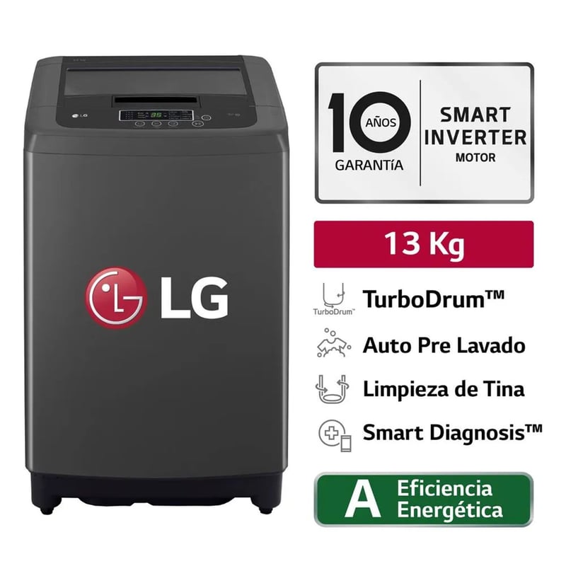 Lavadora LG 13 KG Carga Superior Smart Motion WT13BPBK Negro Claro LG ...