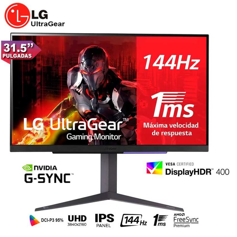 Monitor UltraGear LG 32GR93U-B UHD 4K IPS 1ms 144Hz G-SYNC FreeSync LG | falabella.com