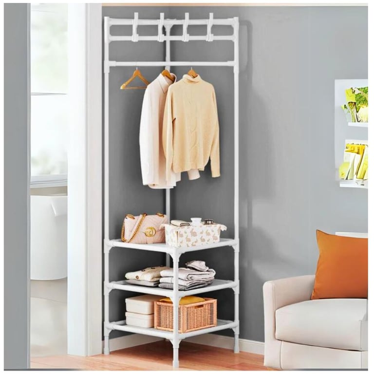 Perchero Organizador Colgador de Ropa Esquinero Blanco P52 MINARI ...