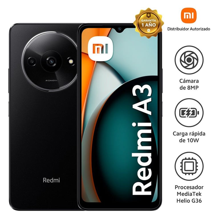 Celular Xiaomi Redmi A3 67 3GB 64GB 8MP Negro XIAOMI | falabella.com