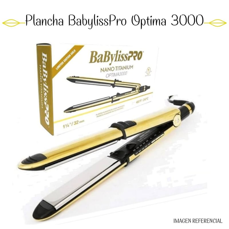 Plancha BabylissPro Nano Titanium Optima 3000 1 ¼” 465°F/240°C-Dorado ...