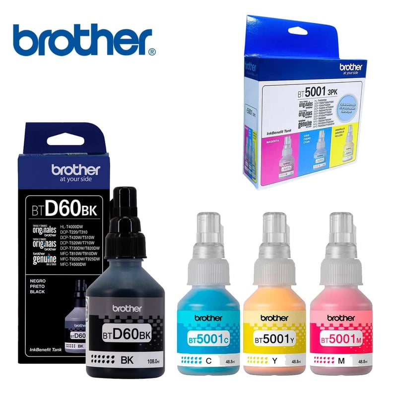 KIT de 4 Tintas Brother Btd60bk / Bt5001c / Bt5001m / Bt5001y BROTHER ...