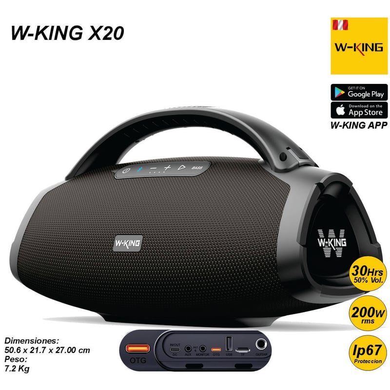 W-King X20 200W RMS Parlante Bluetooth 5.3 Portátil IP67 W King WKing W ...