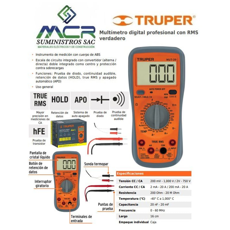 Multímetro digital profesionalcon RSM TRUPER TRUPER | falabella.com