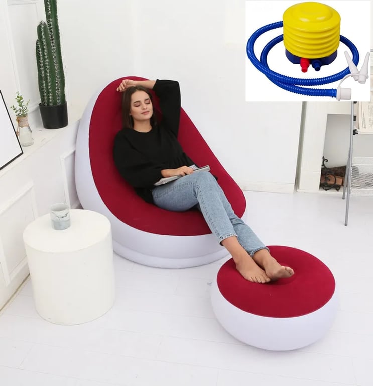 Sillón Inflable sofa puff con Posapies rojo GENERICO | falabella.com