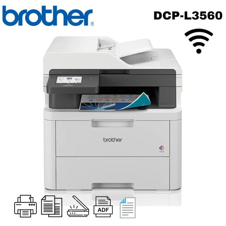 IMPRESORA MULTIFUNCIONAL COLOR BROTHER DCP-L3560CDW WIFI DUPLEX ADF ...