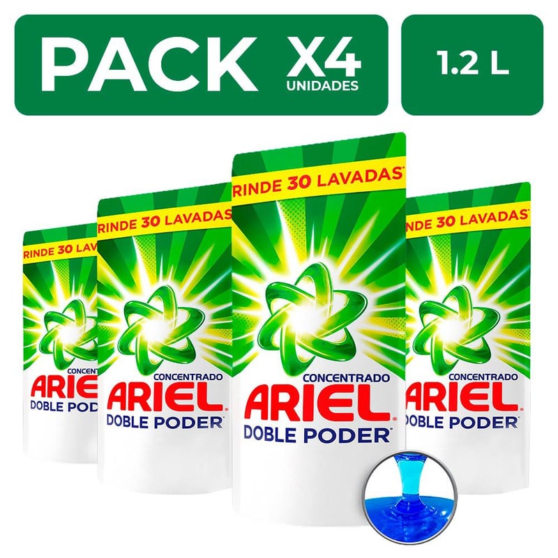 PackX4 Detergente Líquido Ariel Concentrado 1.2L ARIEL | falabella.com