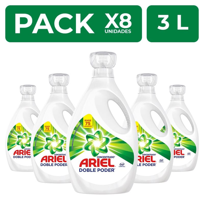 PackX8 Detergente Líquido Ariel Concentrado 3L ARIEL | falabella.com