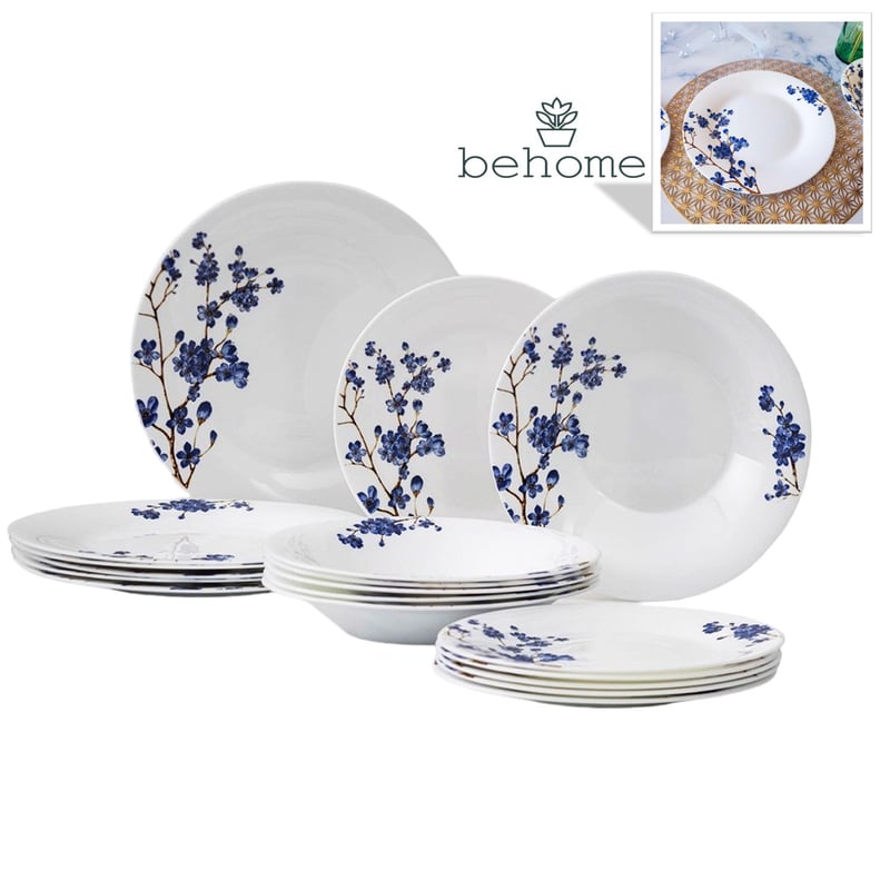 Set de 18 Platos Ecovidrio Azulea Behome BEHOME | falabella.com