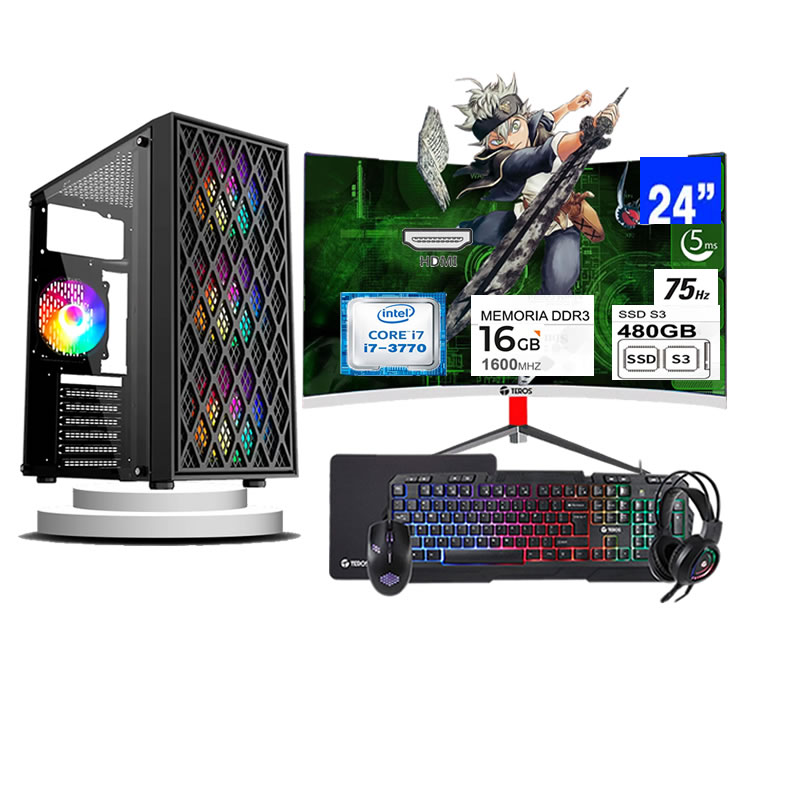 Computadora Pc Intel Core i7 3770 Monitor 24 fhd' RAM 16 GB SSD 480 GB ...