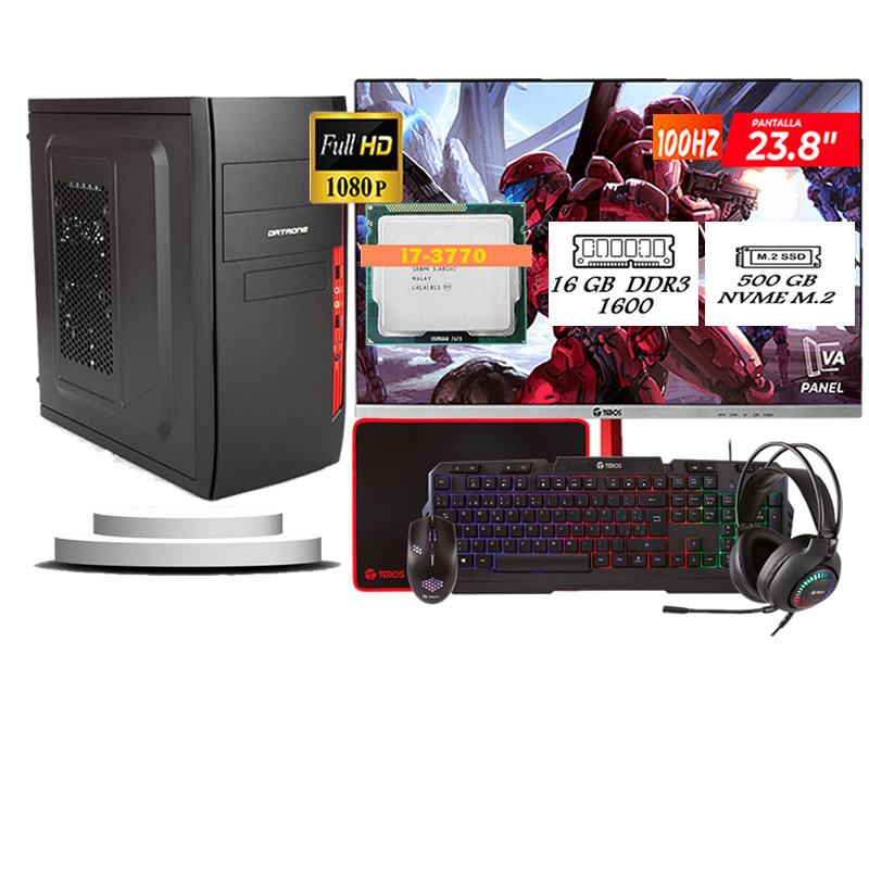 Computadora Pc Intel Core i7 3770 Monitor 24 fhd' RAM 16 GB SSD 480 GB ...