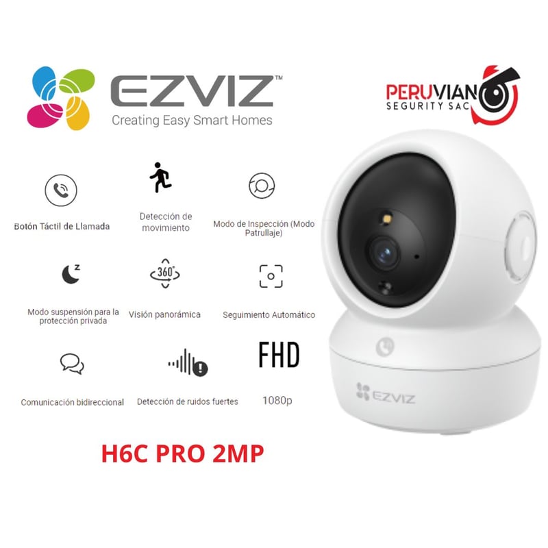 Cámara Inalámbrica Wifi 360º H6C-PRO-2MP Full Hd Ezviz reemplazo C6n ...