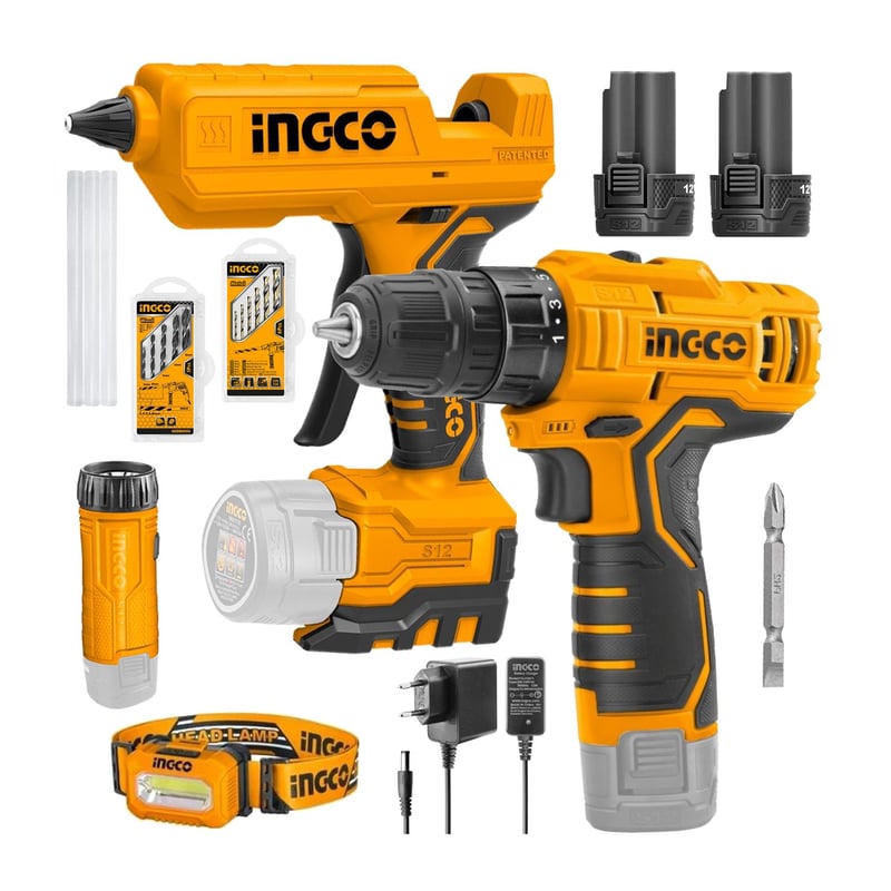 TALADRO ATORNILLADOR 12V PISTOLA SILICONA LINTERNA INGCO PRO INGCO ...