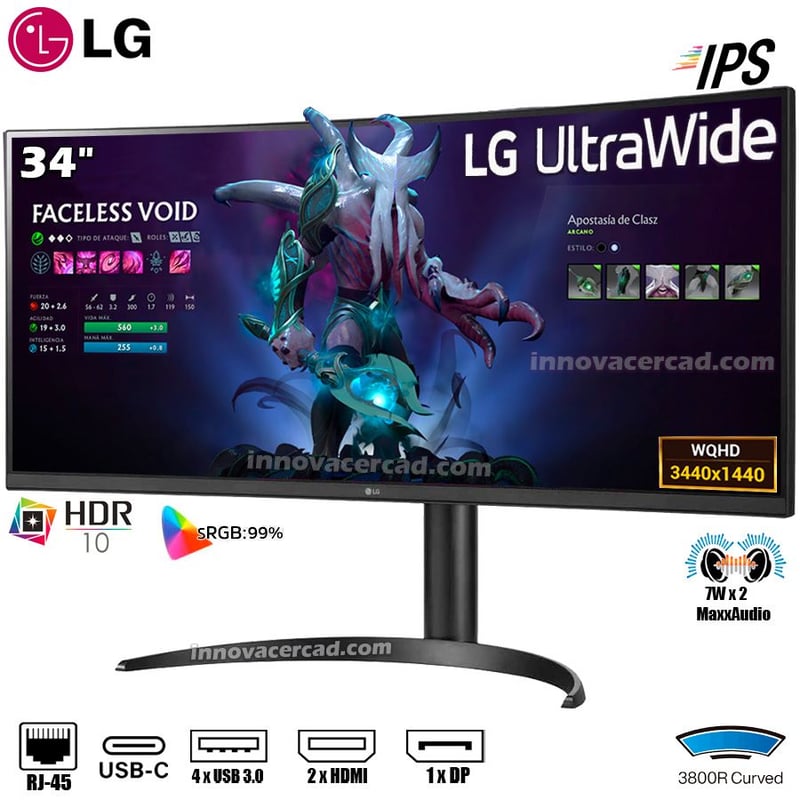 Monitor LG 34WQ75C-B, 34" IPS, 3440 x 1440 WQHD, Ultrawide Curvo, HDR ...