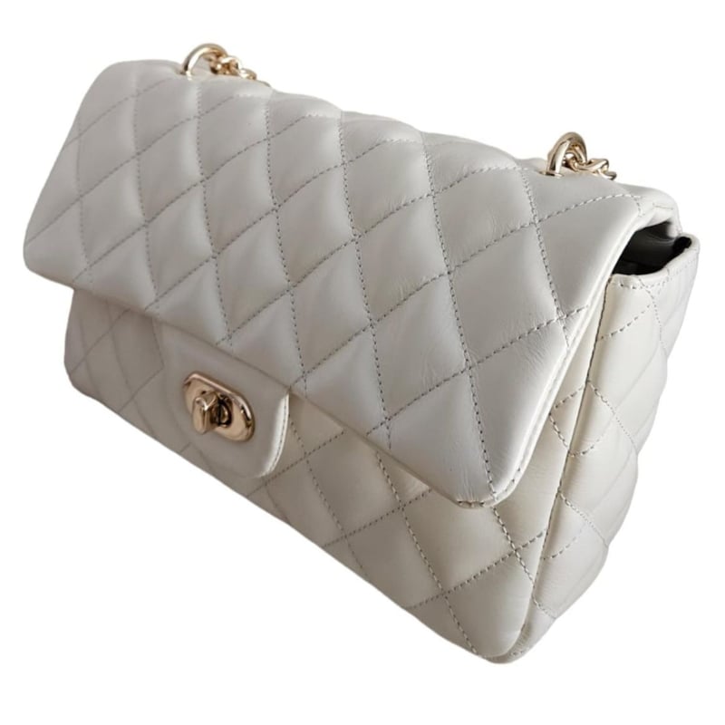 Cartera de cuero liso genuino color Ivory QARA | falabella.com