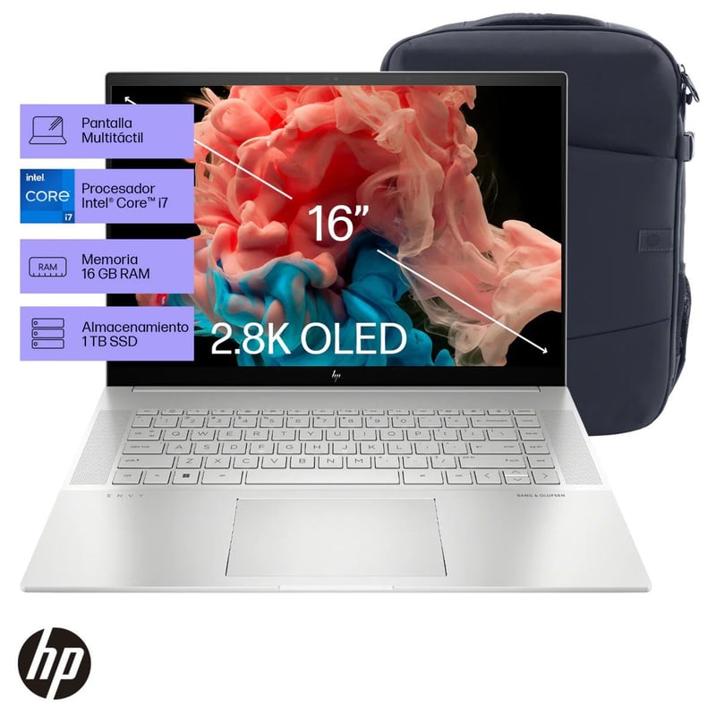 Laptop HP ENVY 16-h1000la Core i7-13700H 16GB, SSD 1TB, RTX 4060 8GB, 16" Táctil, Win11 HP ...