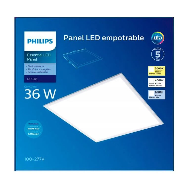 Philips Panel Led Empotrable 36W 60x60 6500k PHILIPS | falabella.com